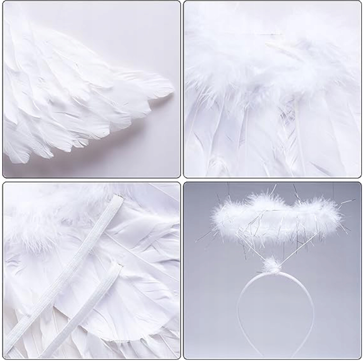 Balti angelo sparnai su lankeliu ir burtų lazdele - Magy žaislai